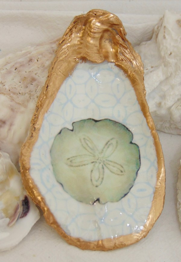 Watercolor Sand Dollar Oyster Shell Jewelry Bowl | Lowcountry Linens