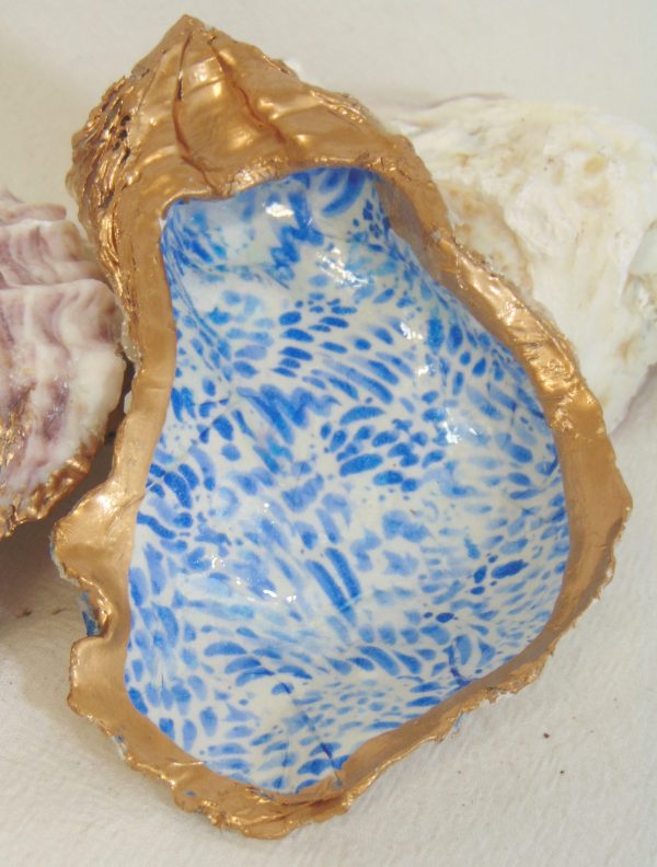 Summer Blues Oyster Shell Jewelry Bowl | Lowcountry Linens