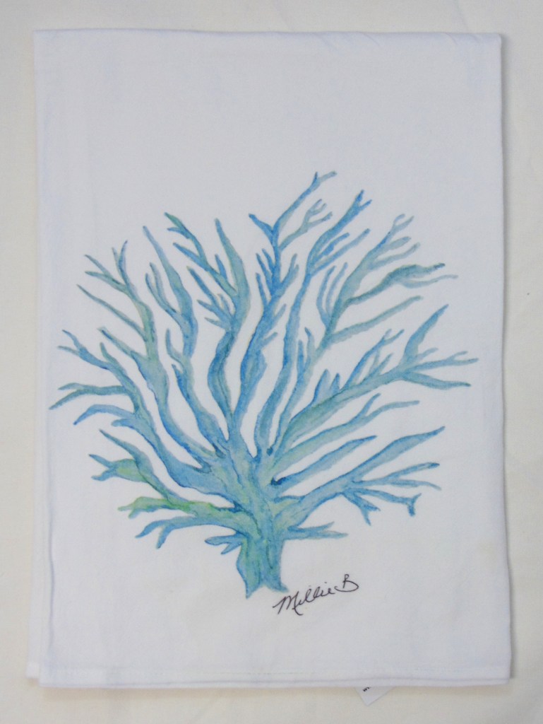 Limited Edition Watercolor Sea Fan Print White Flour Sack Towel ...