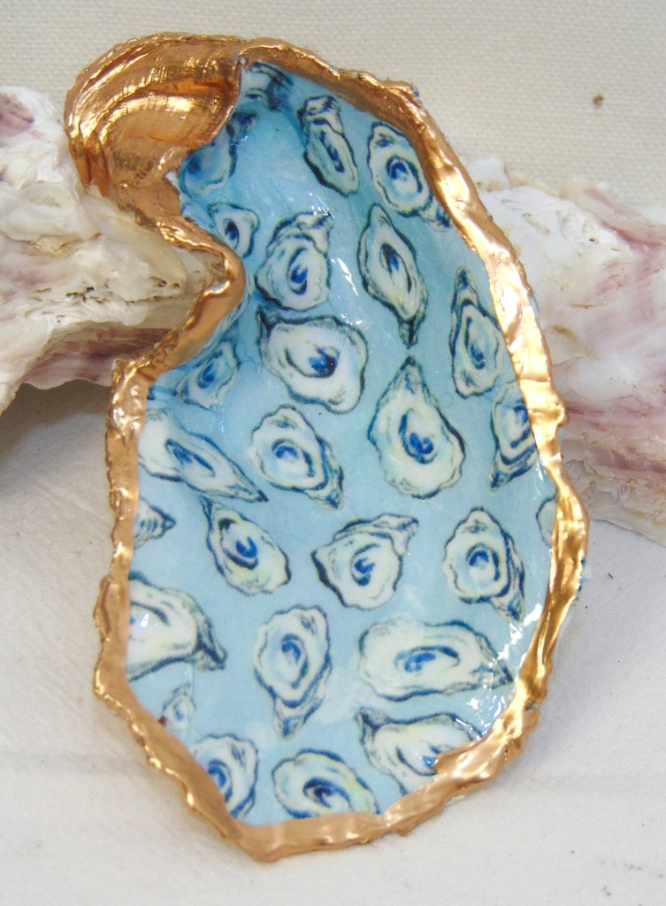 Watercolor Oyster Life Oyster Shell Jewelry Bowl | Lowcountry Linens