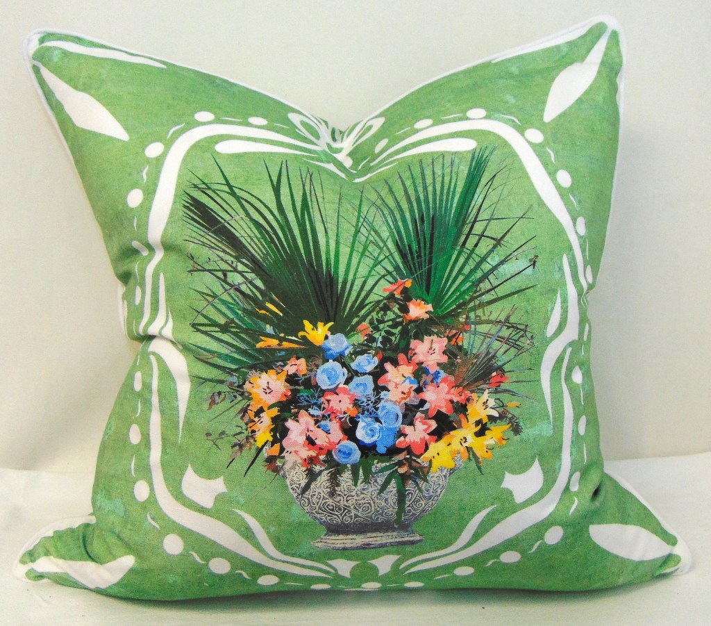 Limited Edition Charleston Bouquet Green Blue Pillow Cover With Welt ...